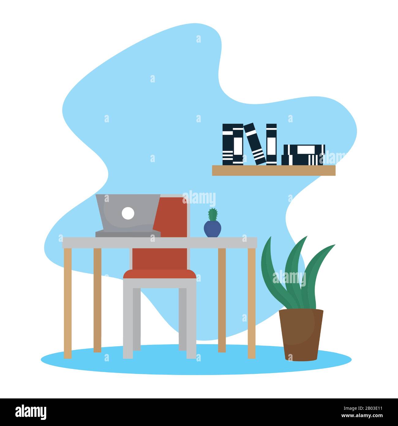 office workplace with laptop scene Stock Vector Image & Art - Alamy