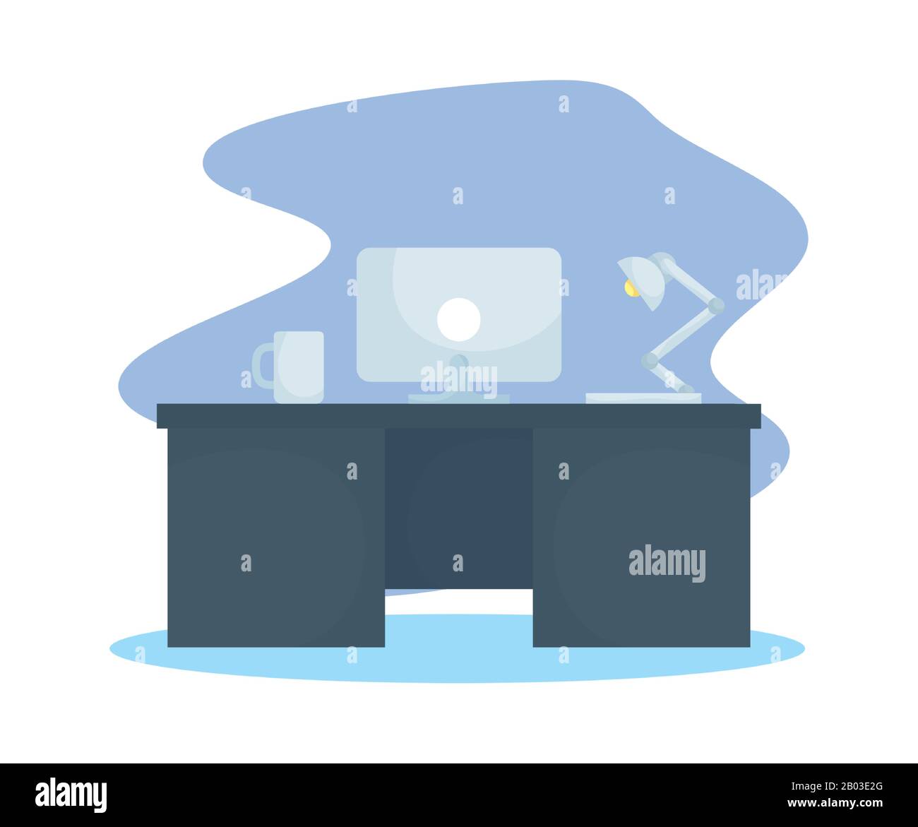 office workplace with desktop scene Stock Vector Image & Art - Alamy