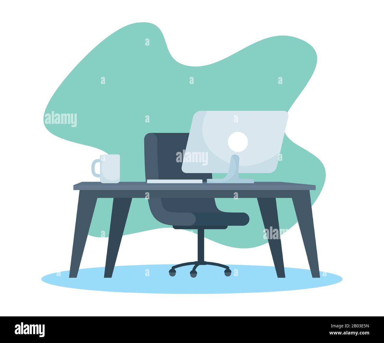 office workplace with desktop scene Stock Vector Image & Art - Alamy