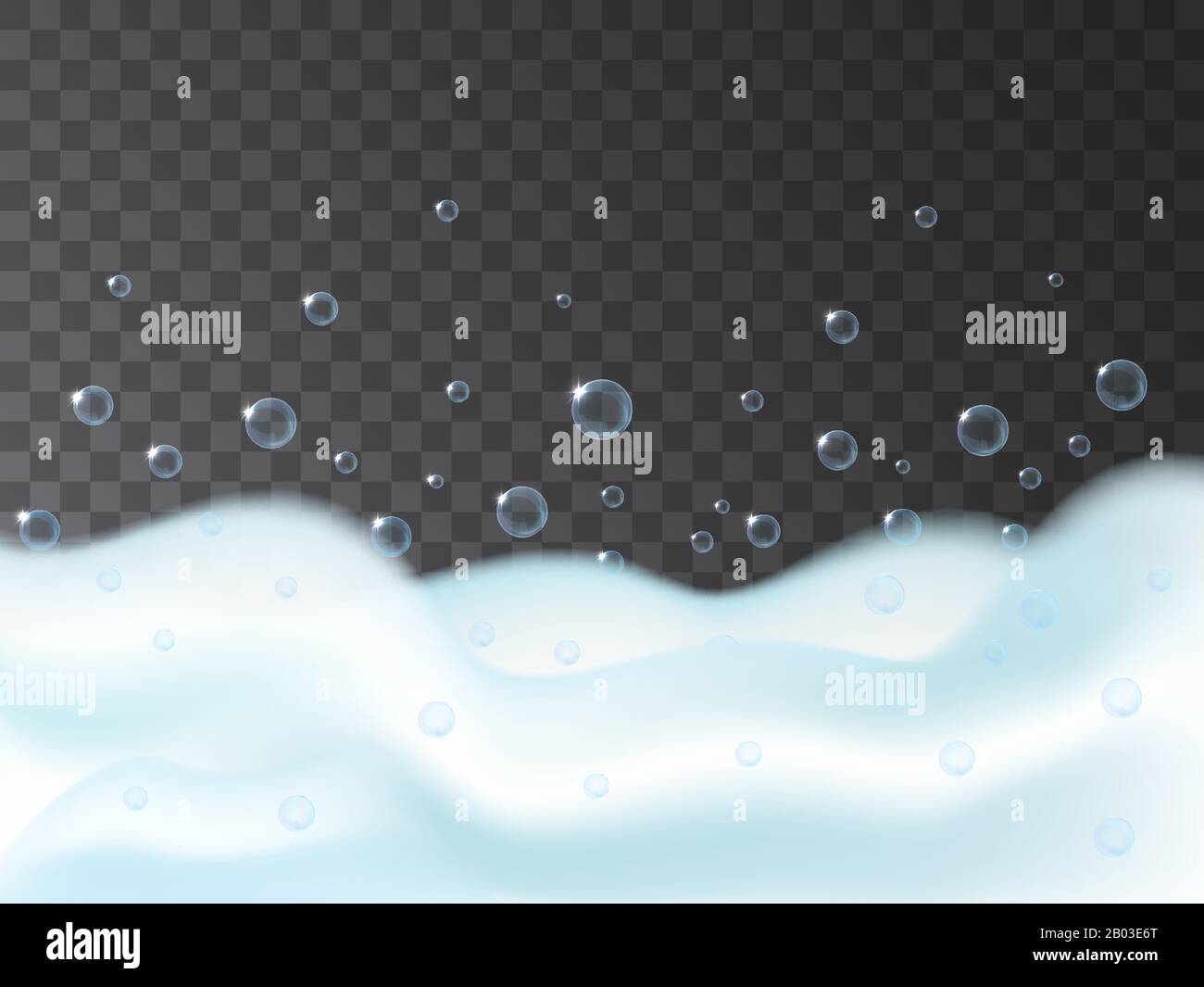 Soap foam of blue color isolated on a transparent background. Realistic ...