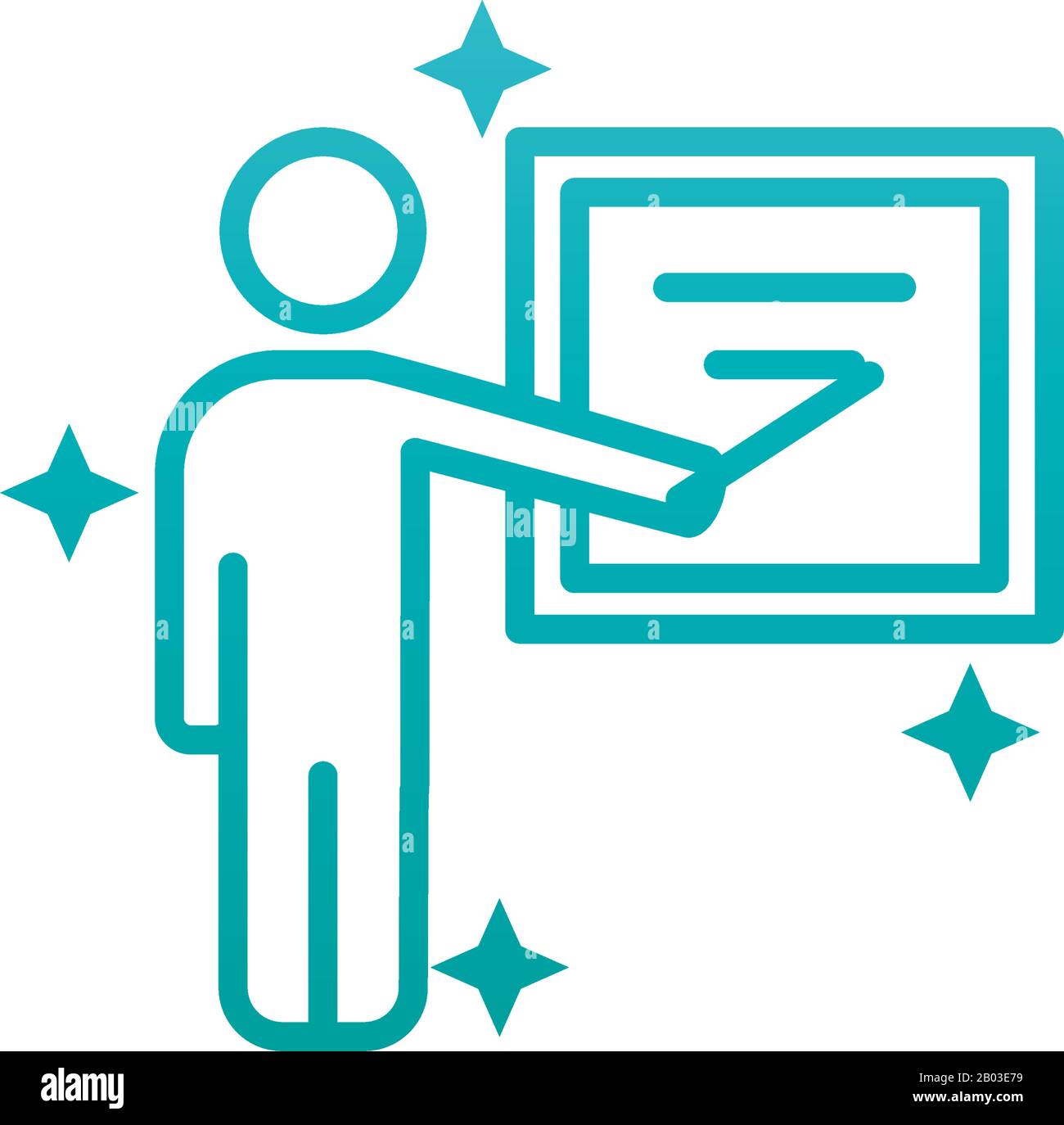 School teacher and board gradient style icon design, Eduaction class ...