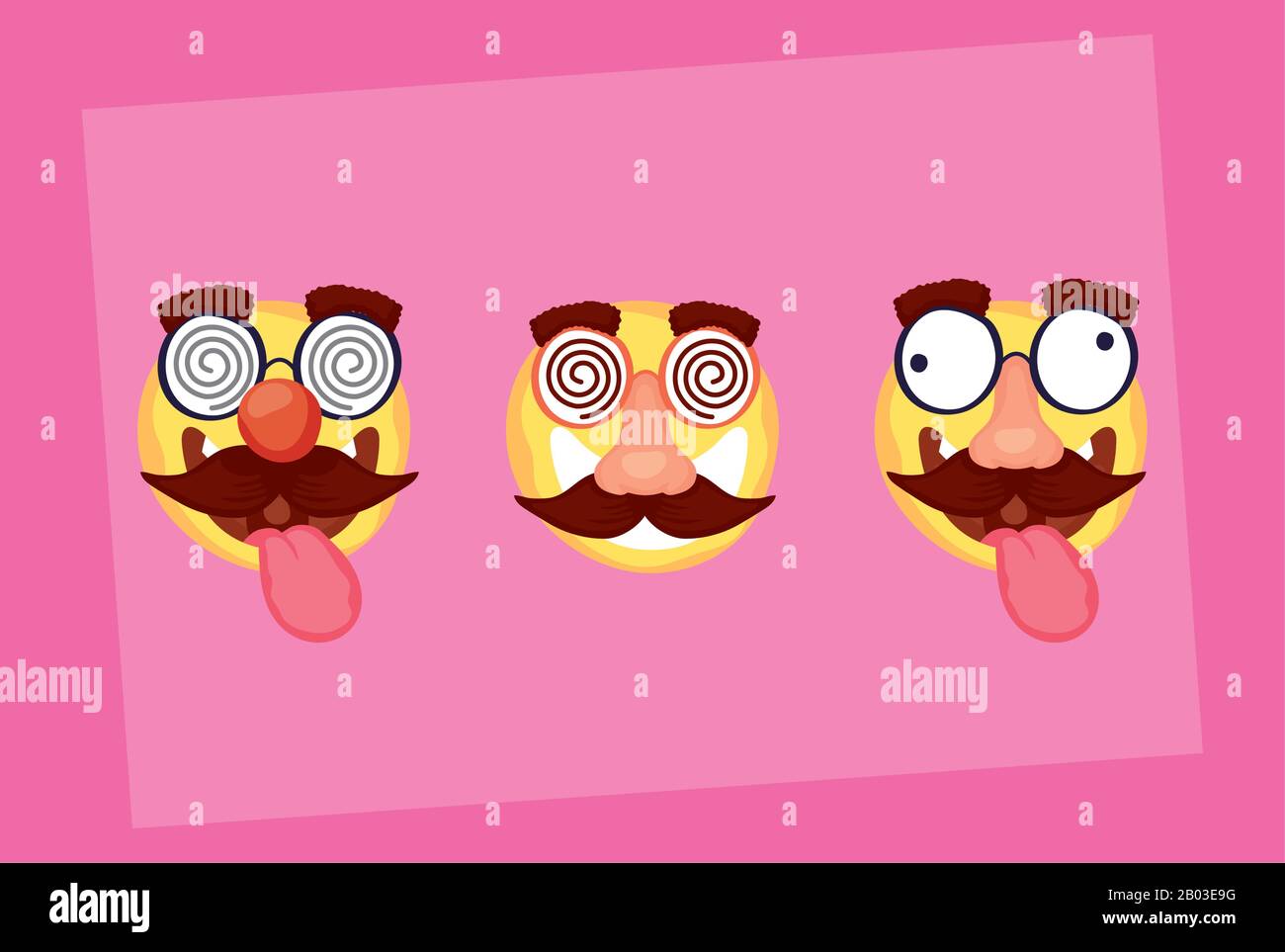 happy april fools day card with emojis and crazy masks Stock Vector ...