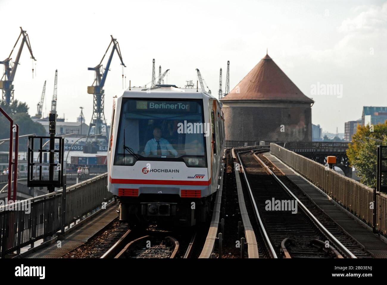 A local suburbia train, the Hamburger Hochbahn,part of the U-Bahn rail ...