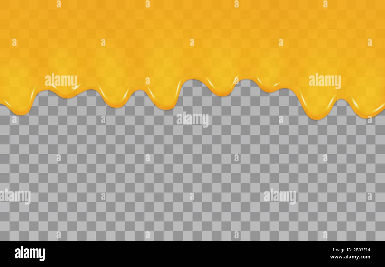 Dripping spreading honey isolated on a transparent background. Vector ...