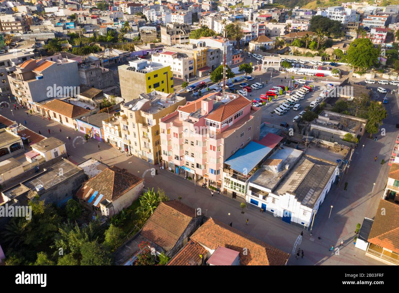 Aerial view of Assomada city in Santa Catarina district of Santiago ...