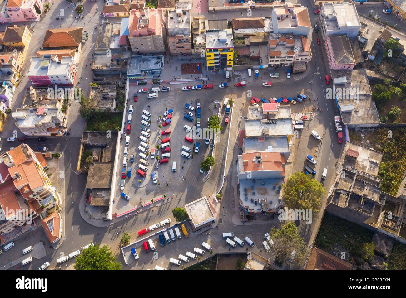 Aerial view of Assomada city in Santa Catarina district of Santiago ...