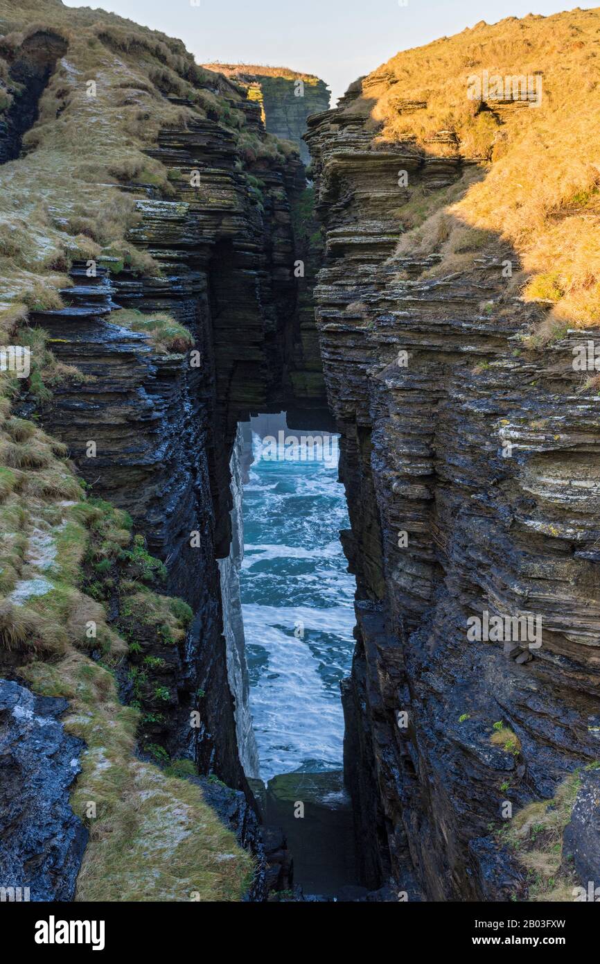 Rock arch in the cliffs at Holborn Head, Scrabster, near Thurso ...