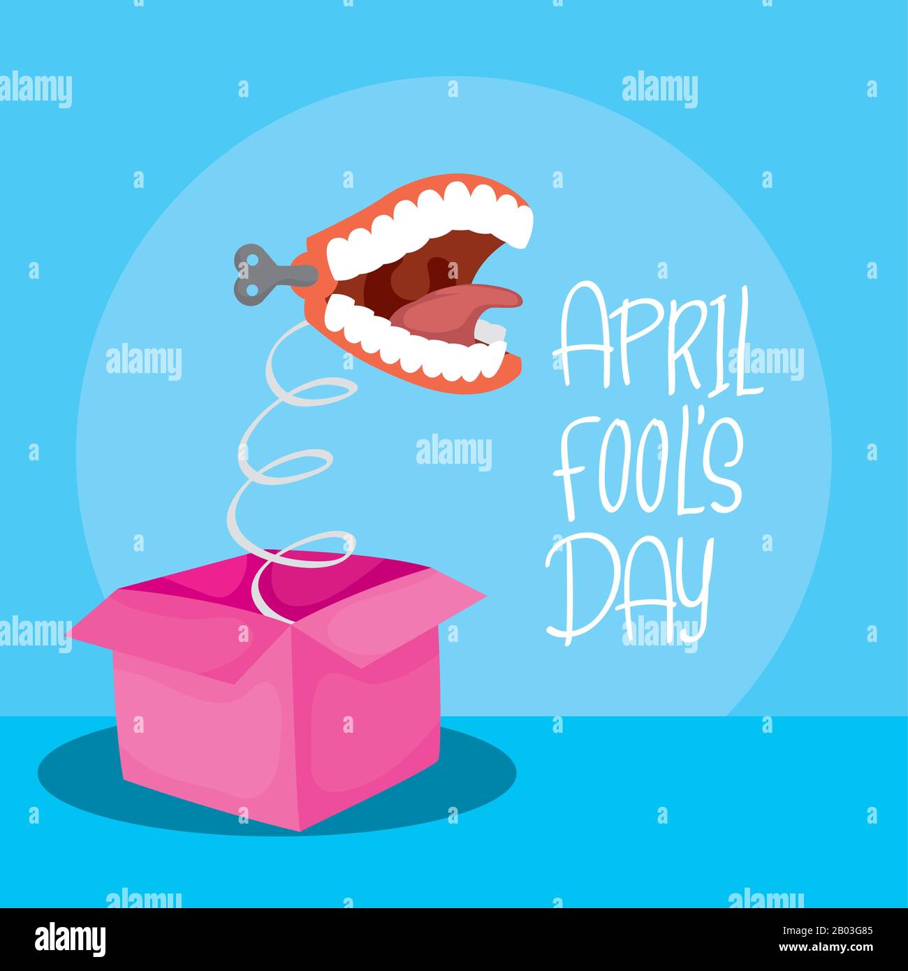 happy april fools day card with surprise box and crazy mouth Stock ...