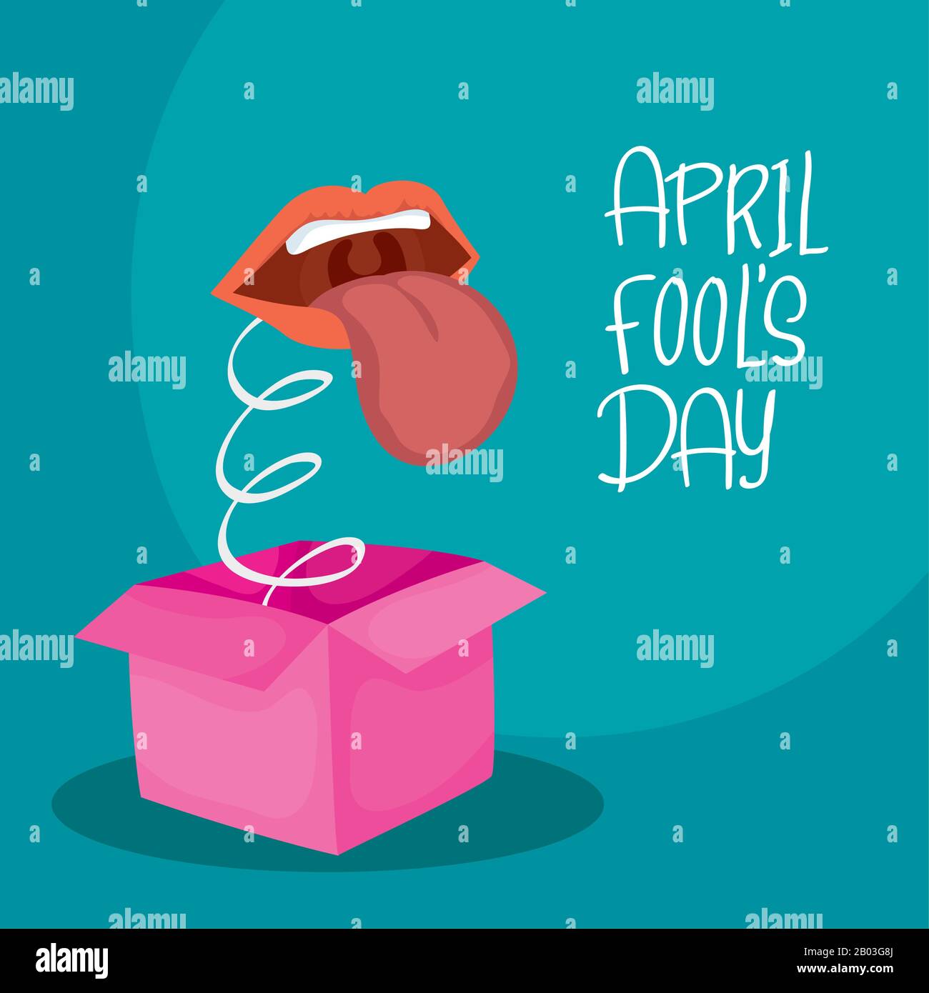 happy april fools day card with surprise box and crazy mouth Stock ...