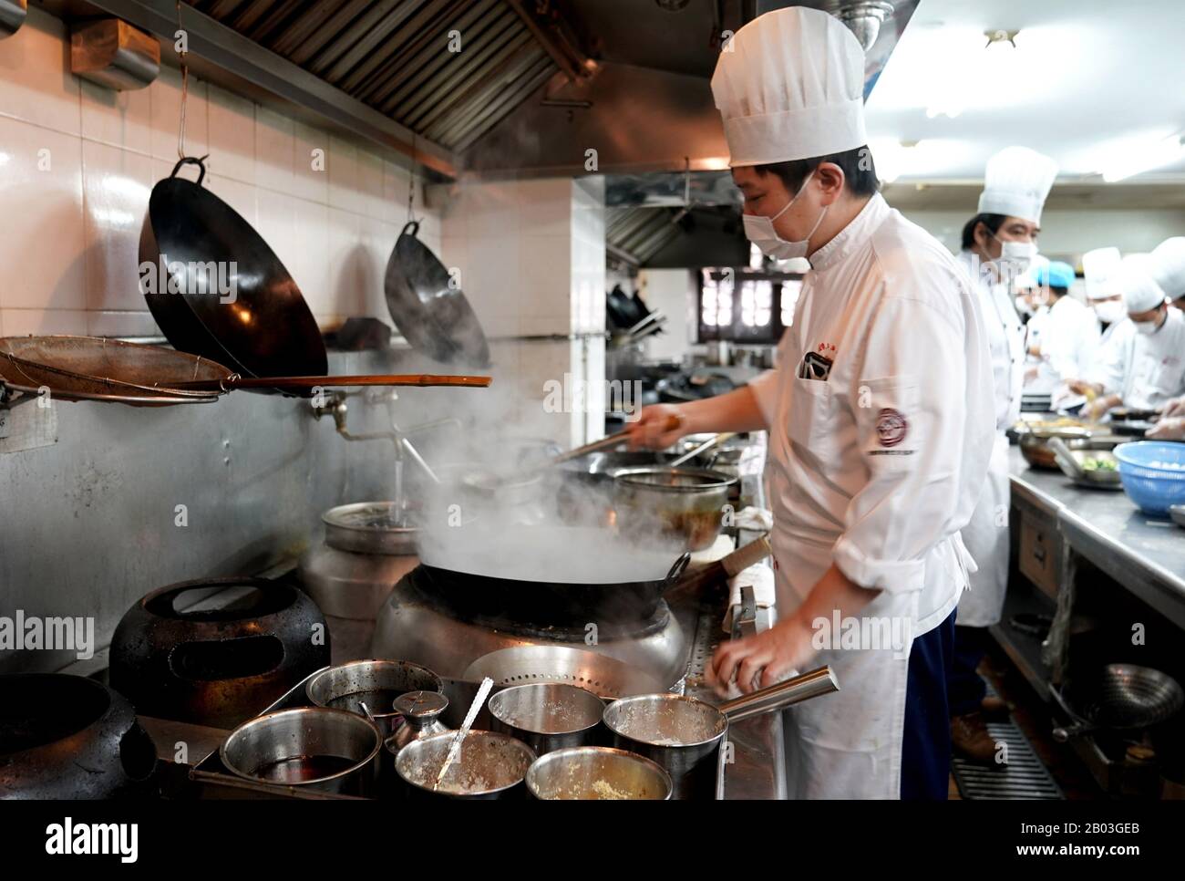 Shanghai, China. 18th Feb, 2020. Cooks work at the Shanghai Classical ...
