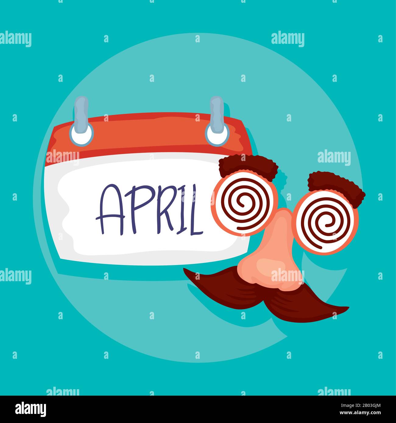 happy april fools day card with calendar and crazy mask Stock Vector ...