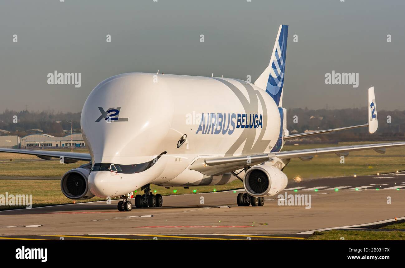 Airbus Beluga XL landing at Airbus Broughton cheshire Stock Photo - Alamy