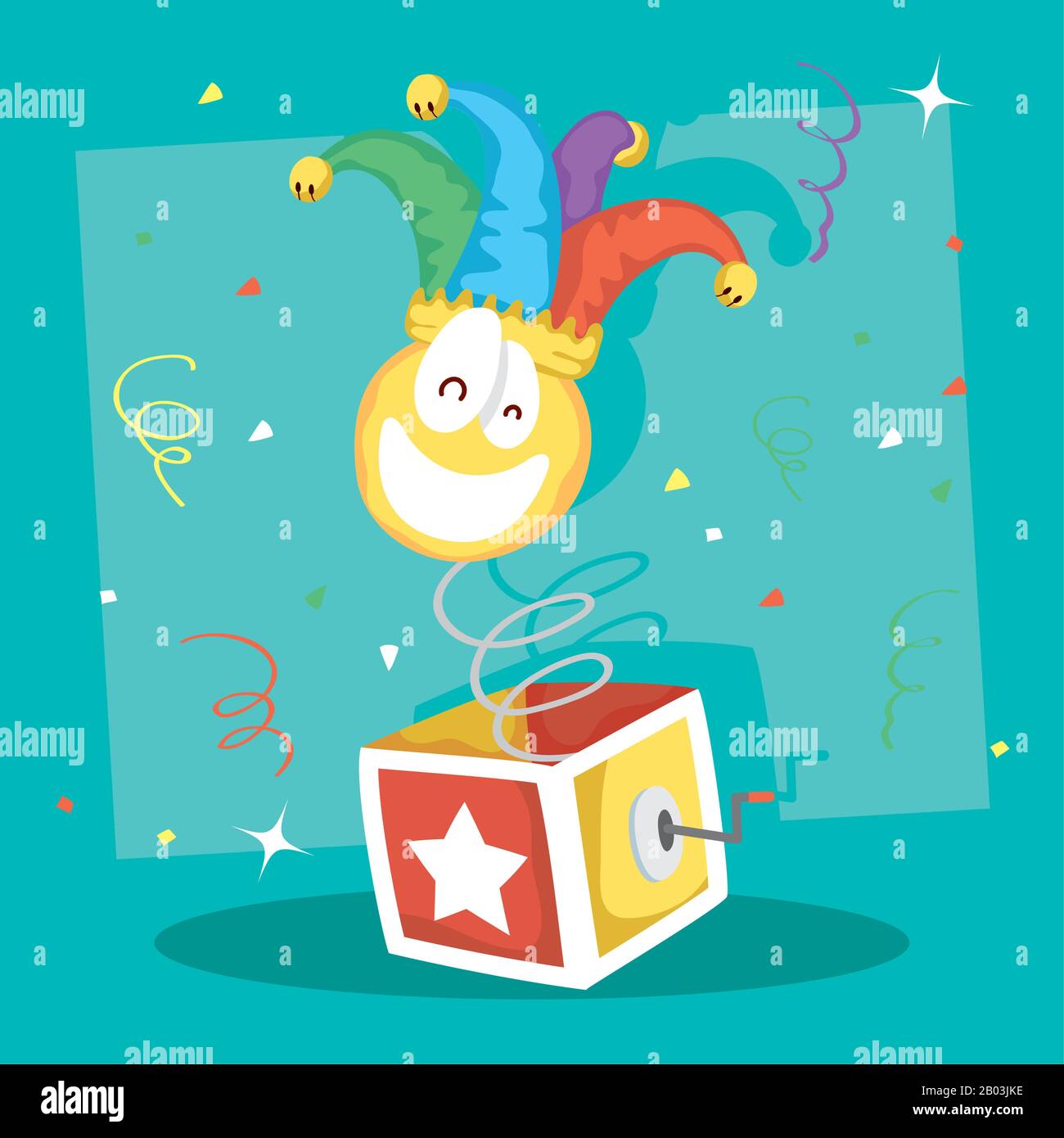 happy april fools day card with surprise box and crazy emoji Stock ...