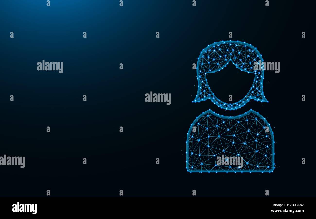 User made from points and lines on dark blue background, Female ...