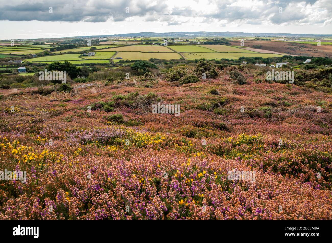 Distant views looking across the peaceful Cornish landscape from St ...
