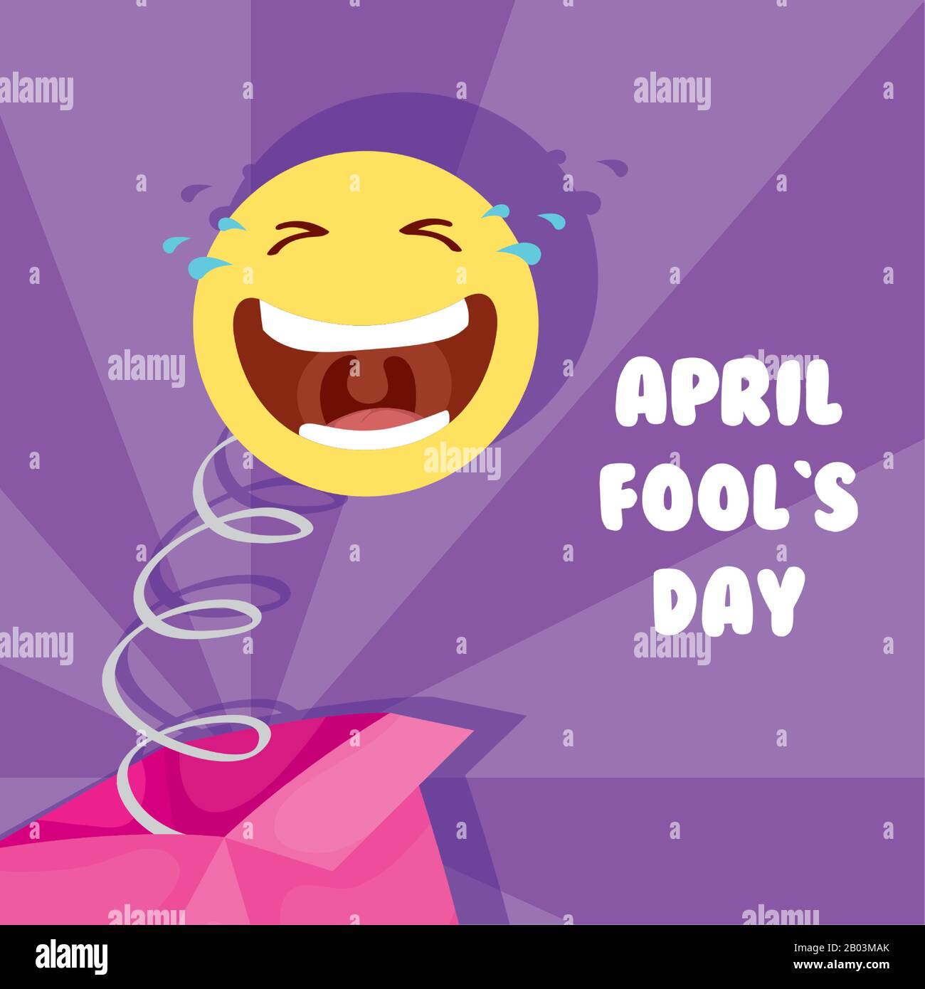happy april fools day card with surprise box and emoji Stock Vector ...