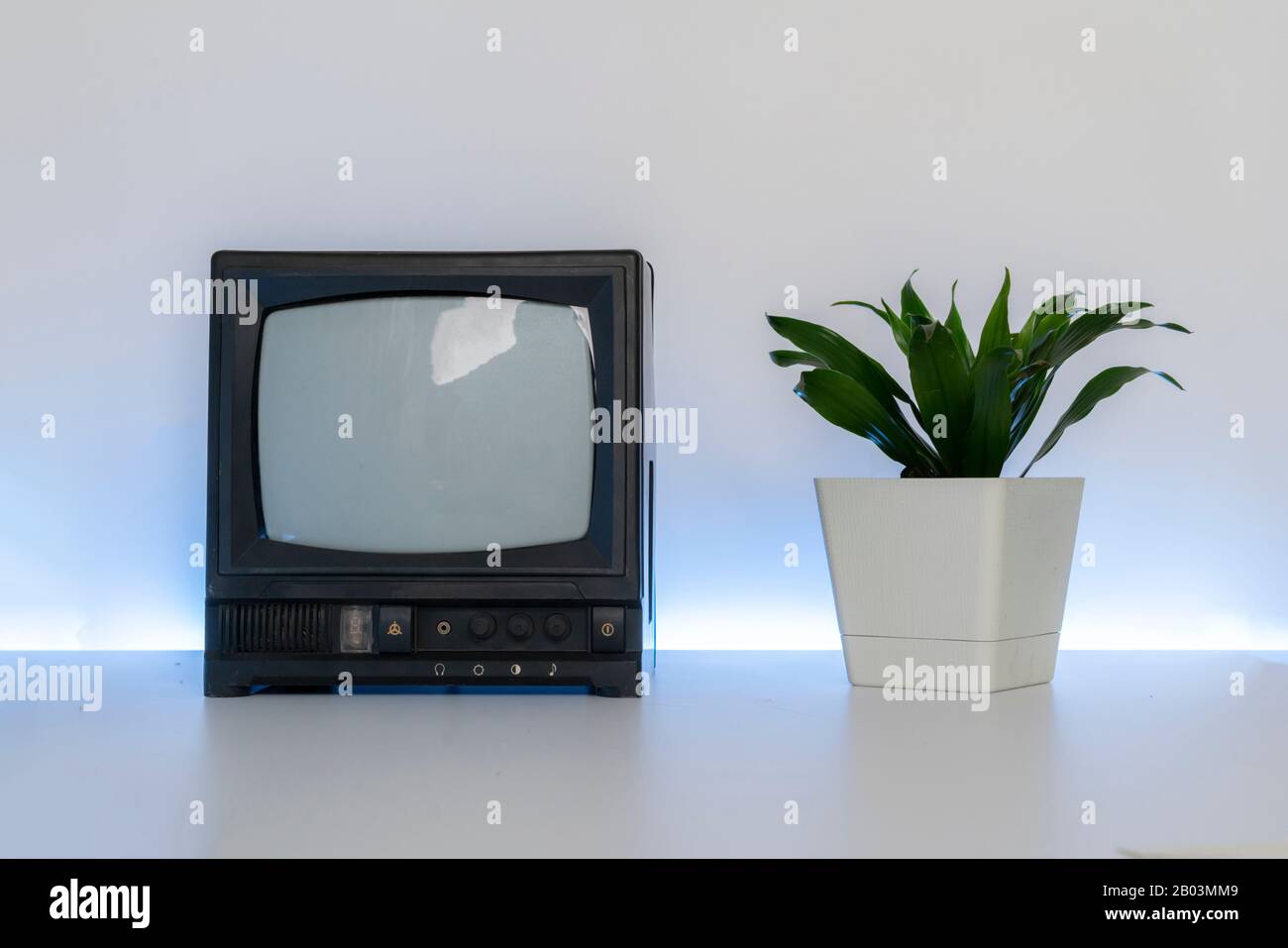 old fashioned vintage tv television on the shelf at home Stock Photo ...