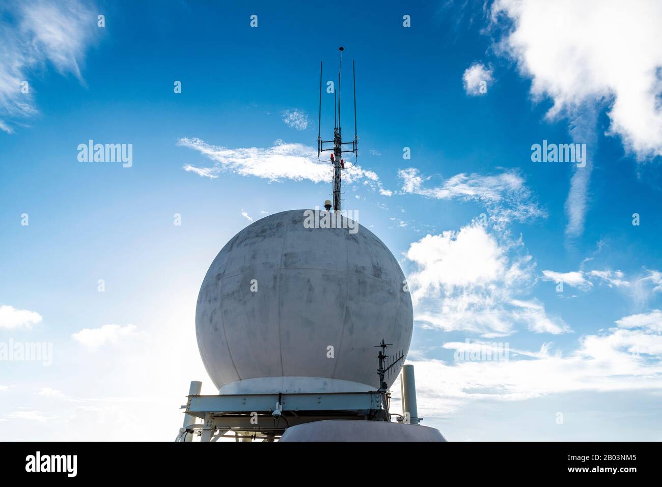 Communication antenna tower on the roof of a skyscraper of Manhattan in ...