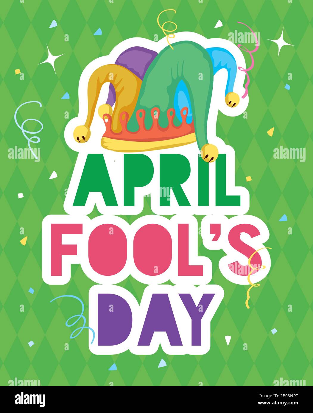 happy april fools day card with lettering and buffoon hat Stock Vector ...