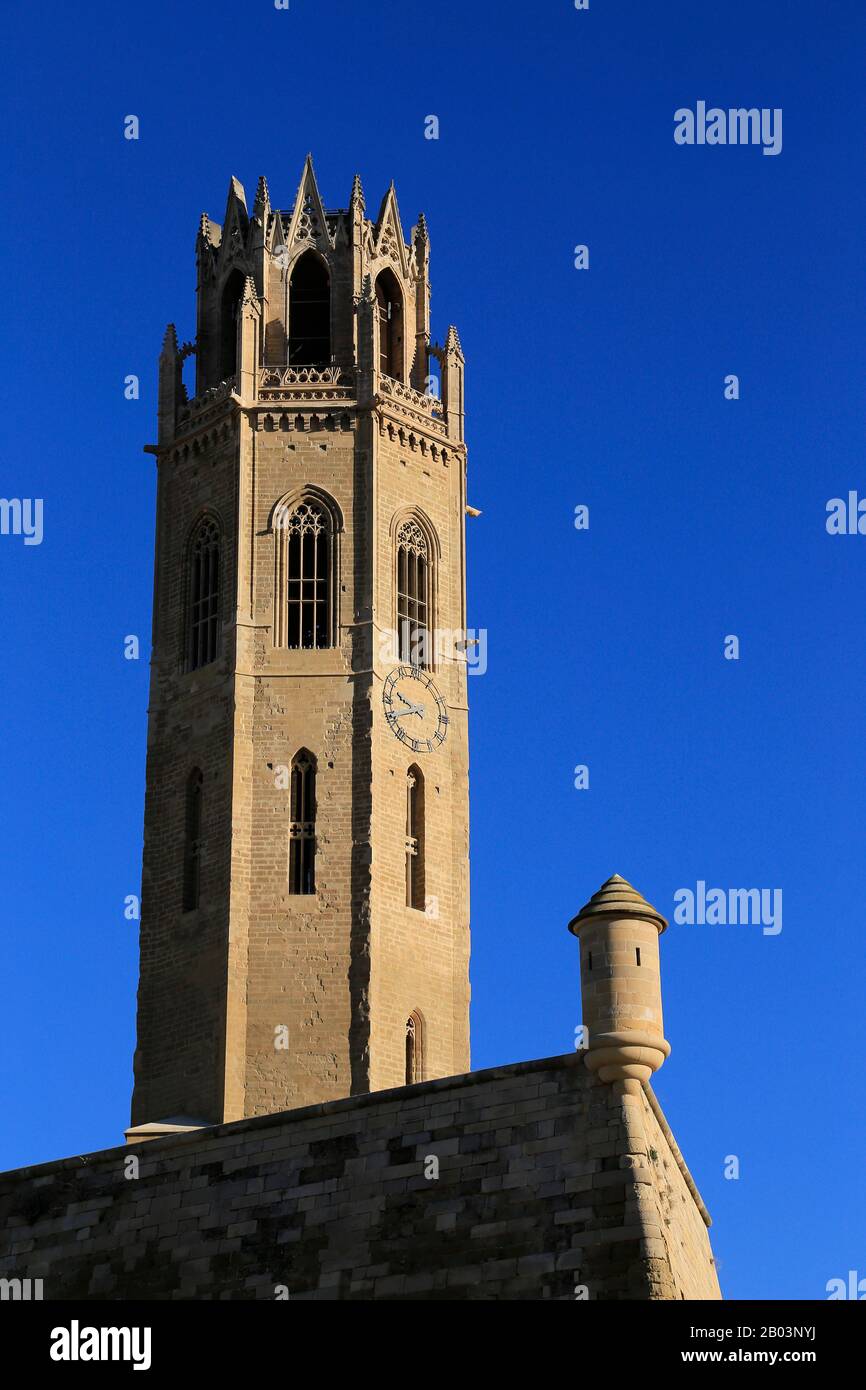 Historic centre of Lleida in Spain, cathedral, castle and fortress on ...