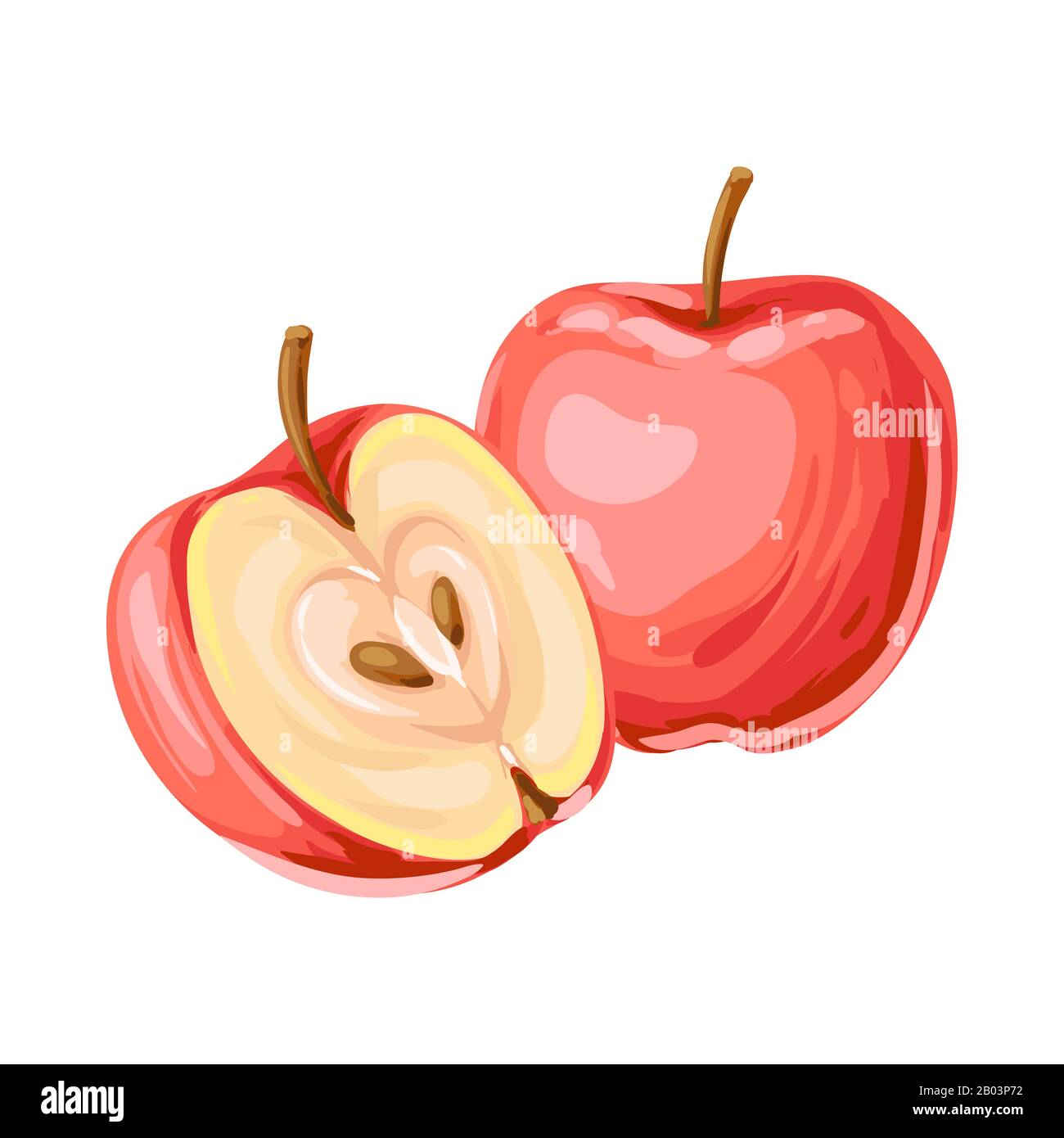 Illustration of ripe apple and slice Stock Vector Image & Art - Alamy