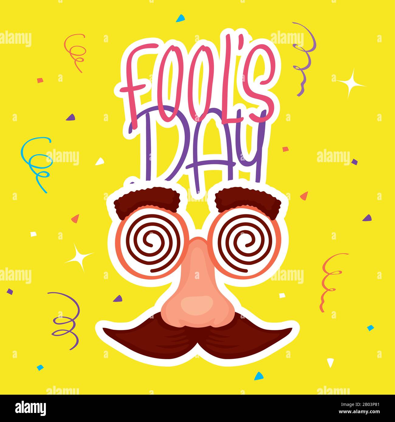 happy april fools day card with lettering and crazy mask Stock Vector ...