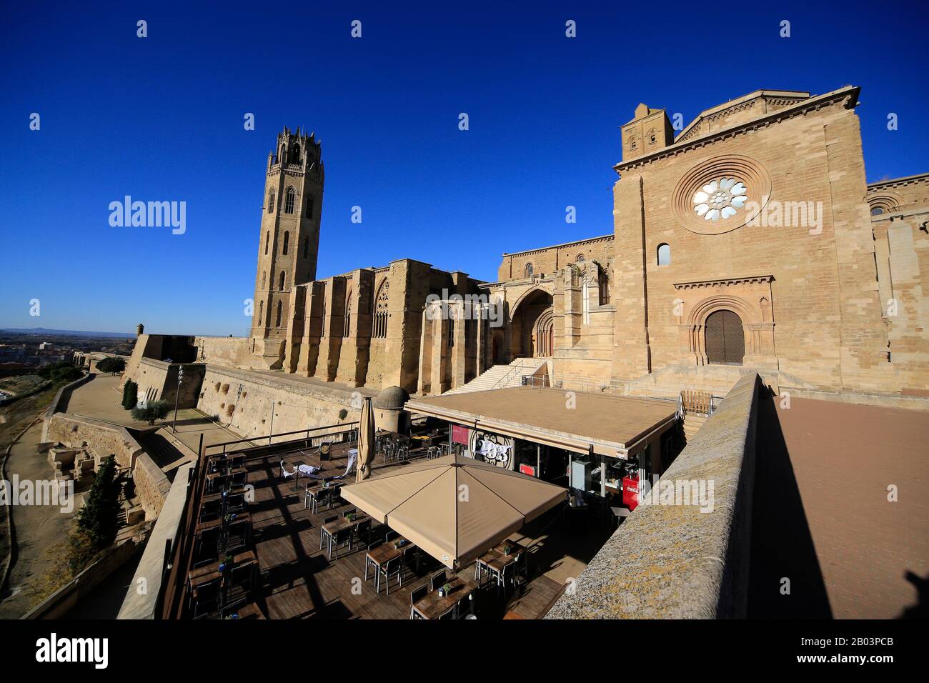 Historic centre of Lleida in Spain, cathedral, castle and fortress on ...