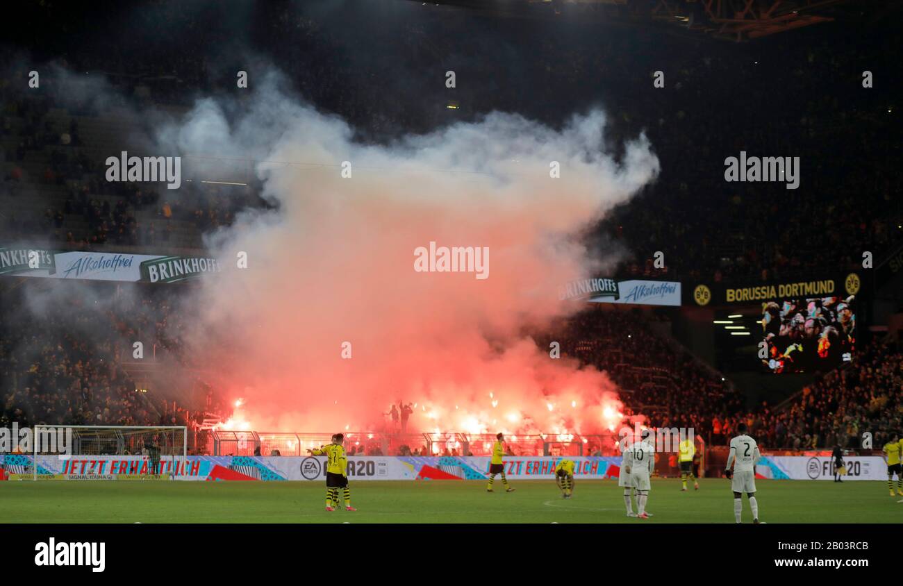Dortmund, Germany, Signal-Iduna-Park, 14th Feb 2020: Fans of Frankfurt ...