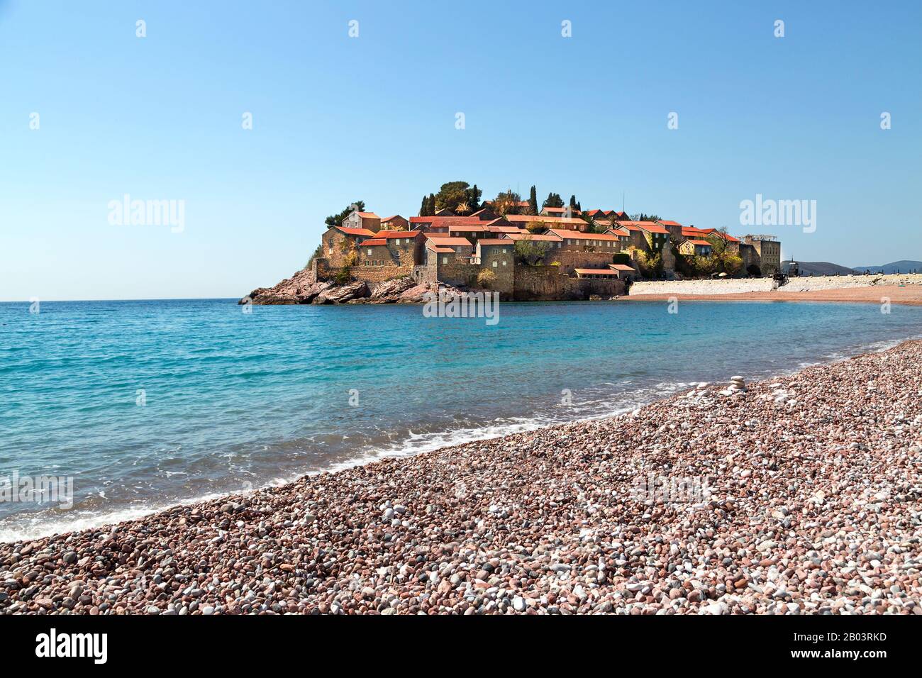 Pebble beach on the Adriatic Sea, in Budva, Montenegro Stock Photo - Alamy