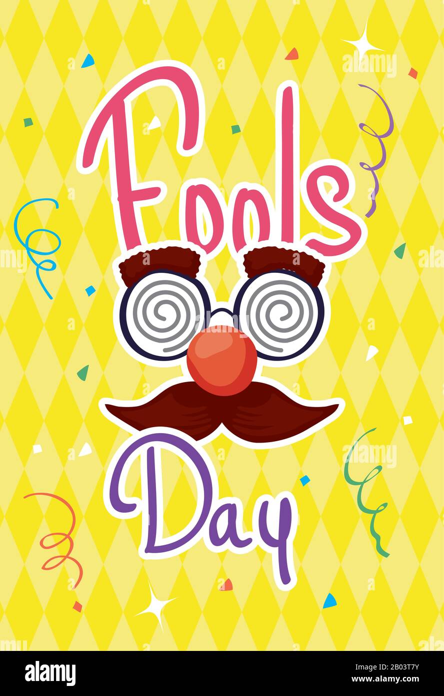 happy april fools day card with lettering and crazy mask Stock Vector ...
