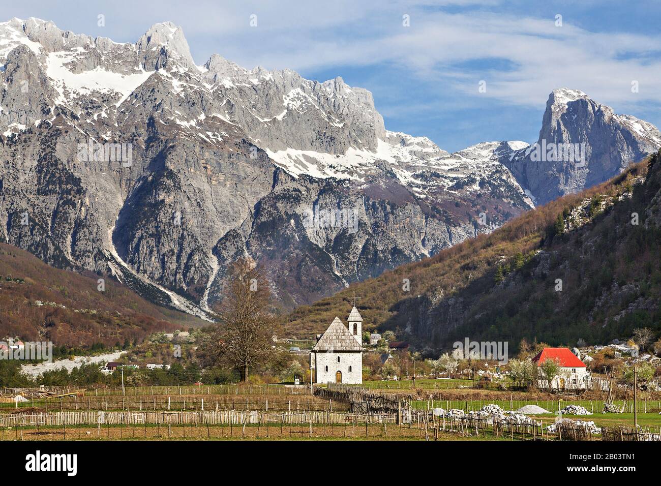 Village scene in the Theth Valley, in Albania Stock Photo - Alamy