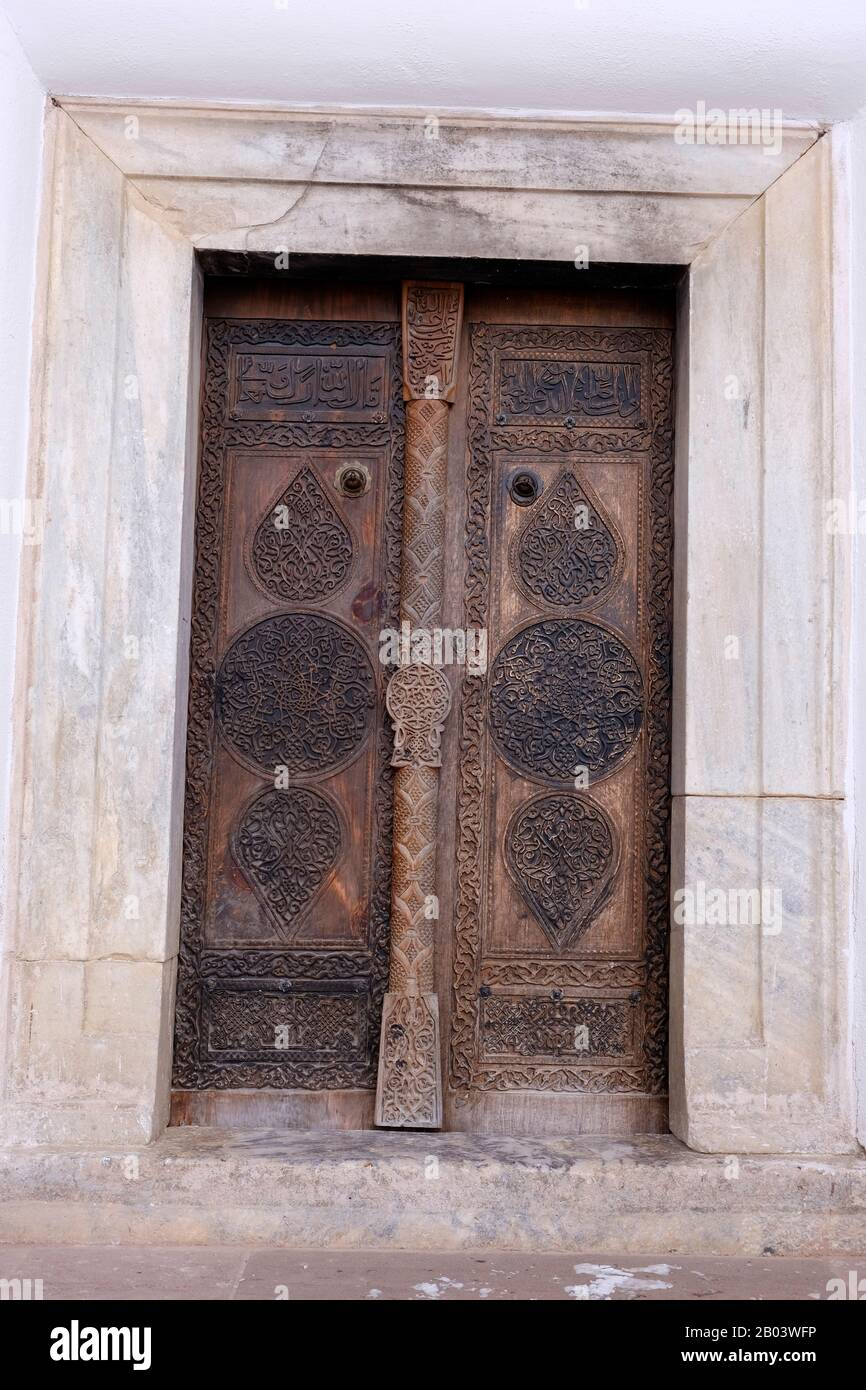 Embroidered door of the mahmutbey mosque in kasaba village of kastamonu ...