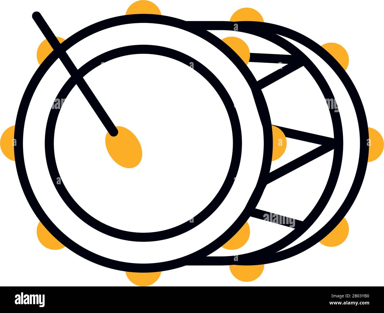 Drum instrument half line half color style icon design, Music sound ...