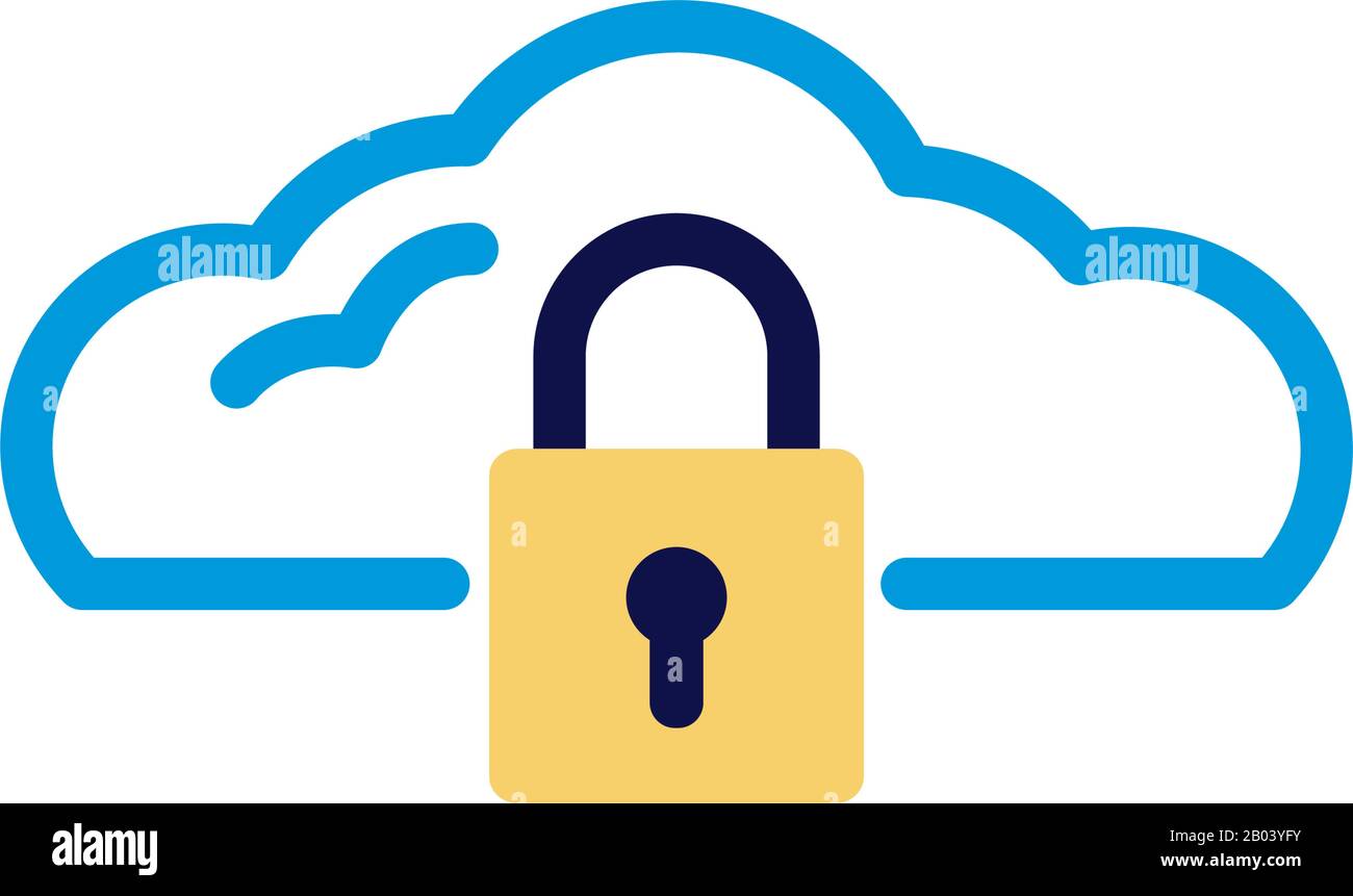 cloud computing with padlock lineal color style Stock Vector Image & Art - Alamy