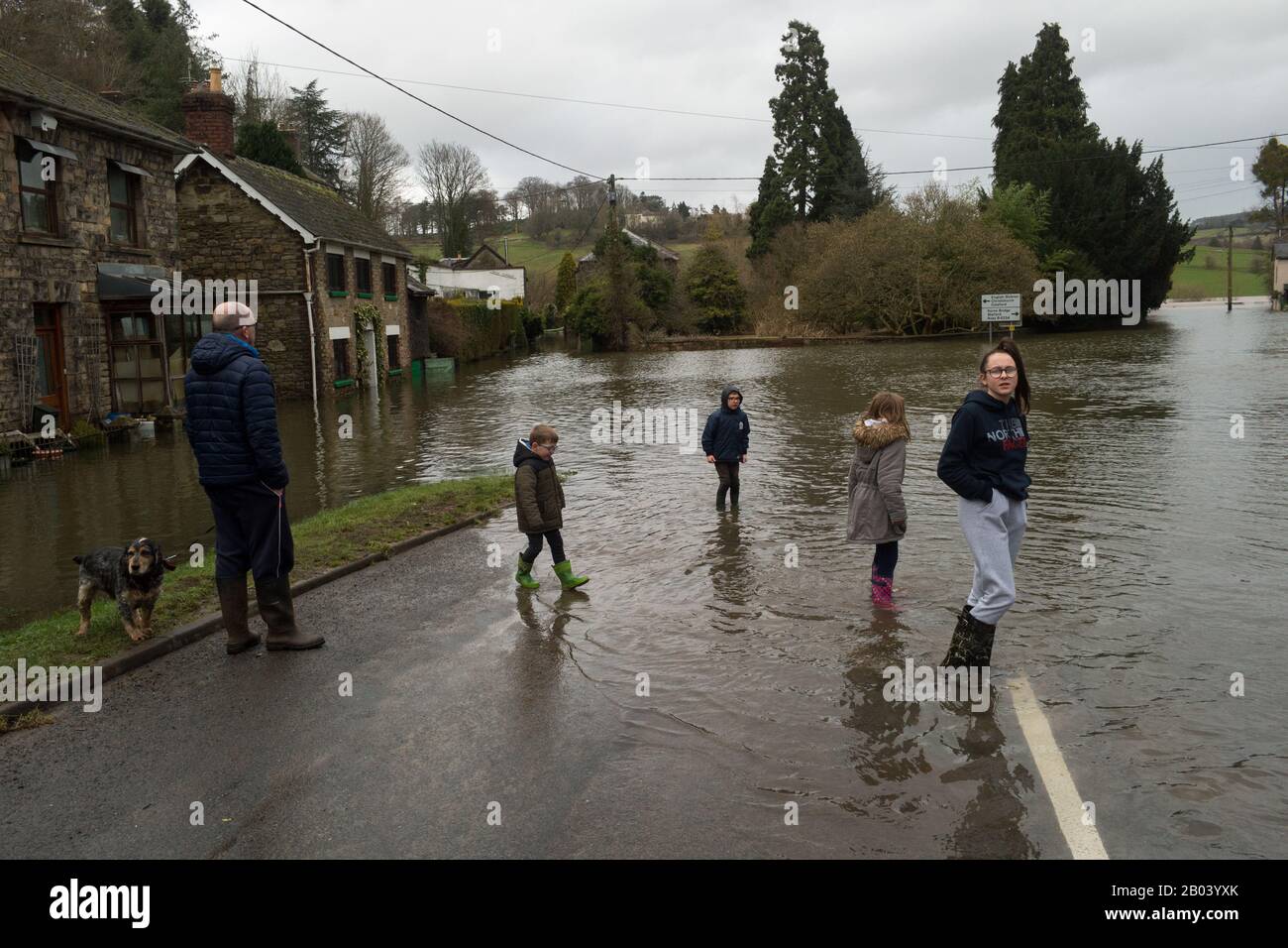 A street scene from Lower Lydbrook during the river Wye floods that ...