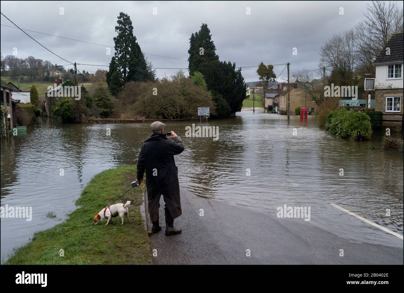 A street scene from Lower Lydbrook during the river Wye floods that ...