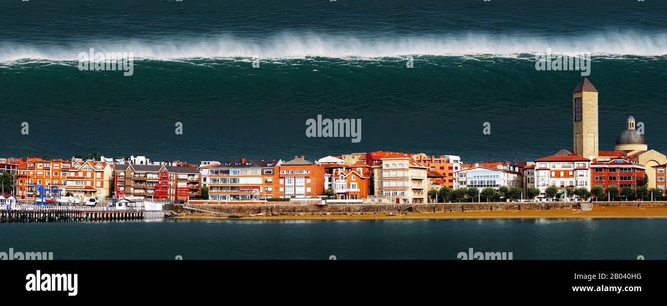 Tsunami wave hitting the coast hi-res stock photography and images - Alamy