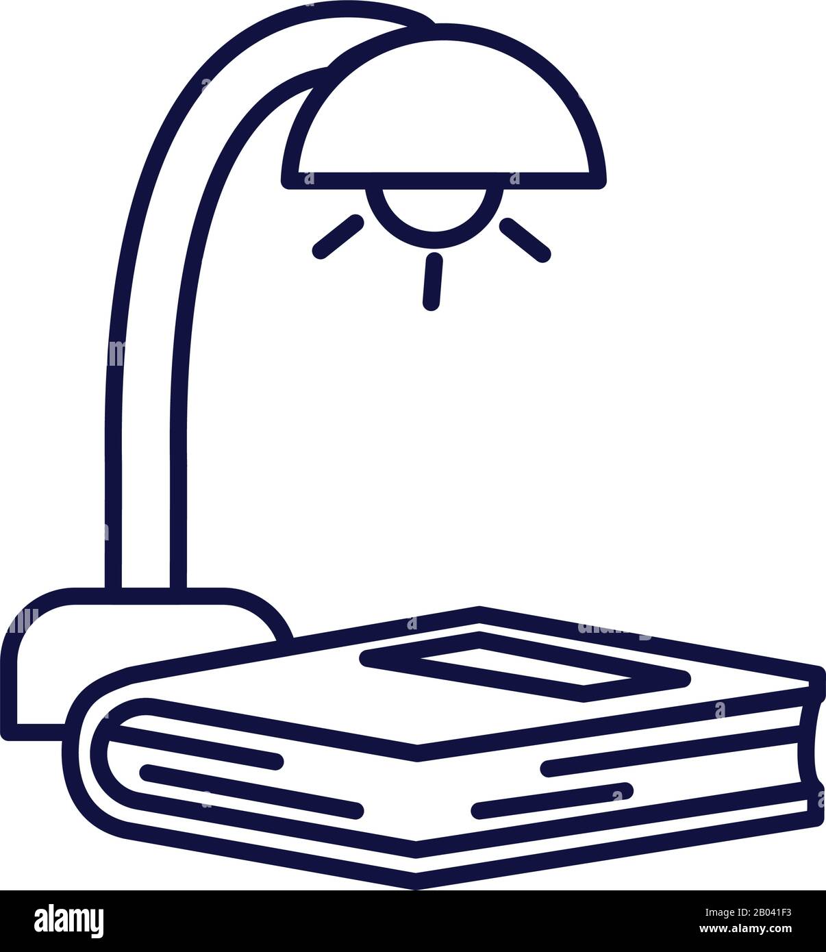 Book and lamp line style icon design, Education literature read library ...