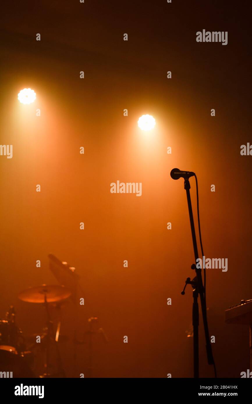 Empty concert stage with instruments hi-res stock photography and ...