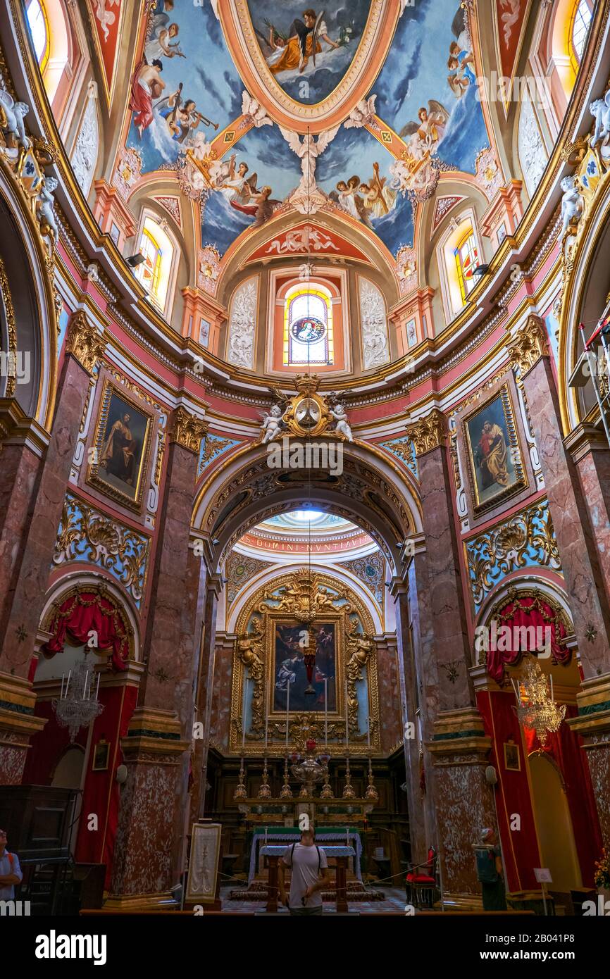 Malta, city of Mdina, Carmelite Priory Church Baroque interior - Church ...