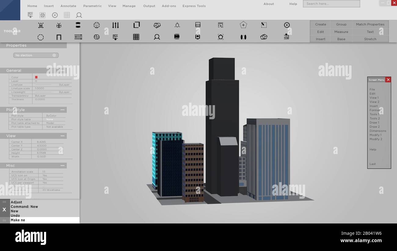 Software mock up of 3D buildings for architecture. Digital data Stock ...