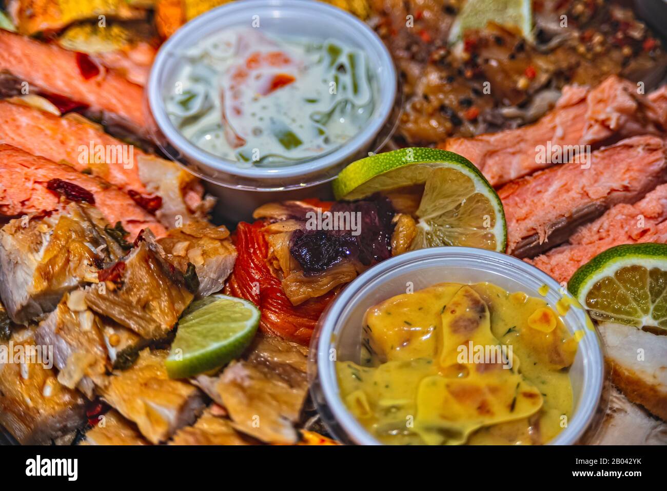 Fish plate with different kinds of fish Stock Photo - Alamy