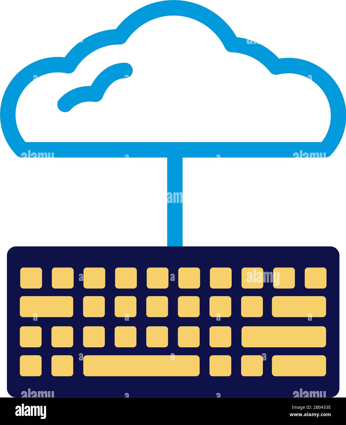 cloud computing with keyboard lineal color style Stock Vector Image ...