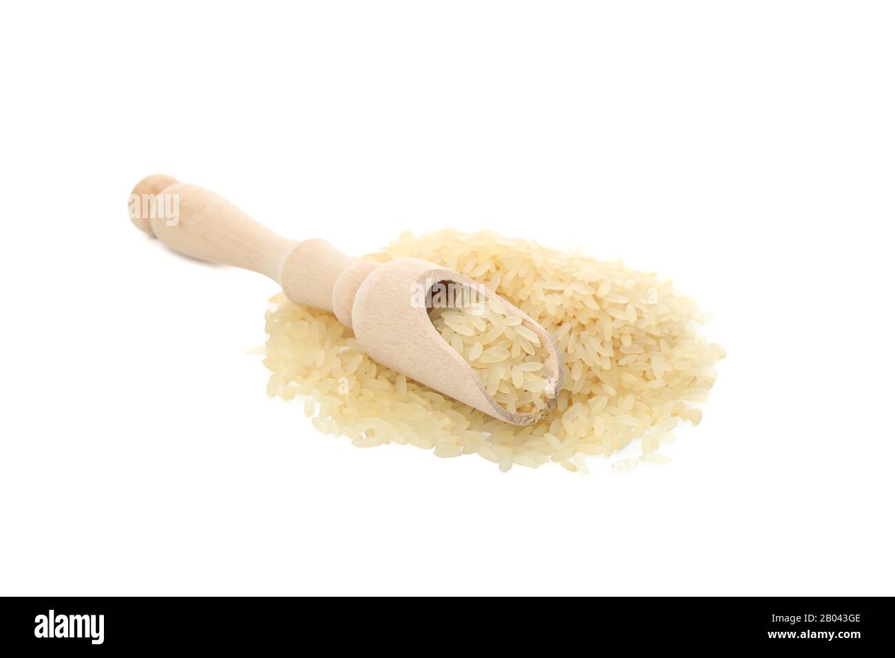 Scoop and rice isolated on white background Stock Photo - Alamy