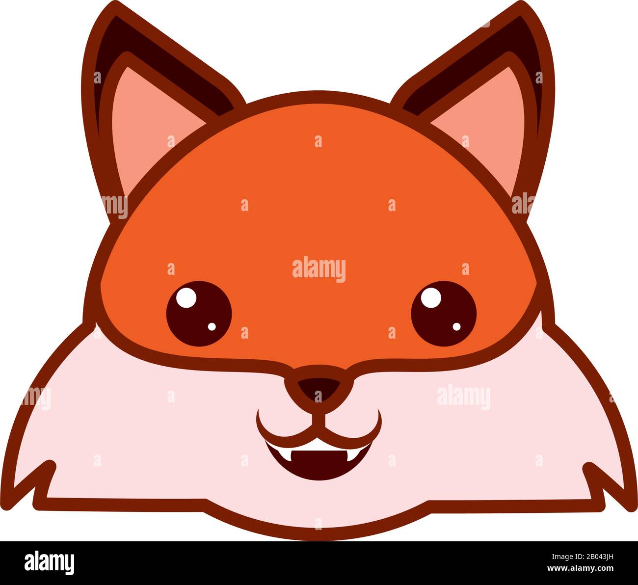 Cute kawaii fox cartoon line and fill style icon design, Animal zoo ...