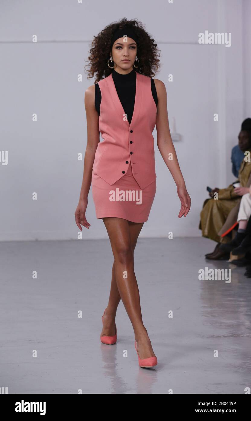 Models on the catwalk during the Mark Fast show at London Fashion Week ...