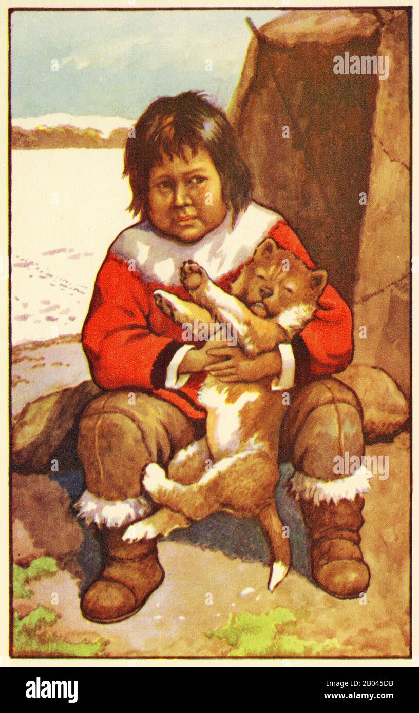 illustration of an eskimo child, from a set of school posters used for ...