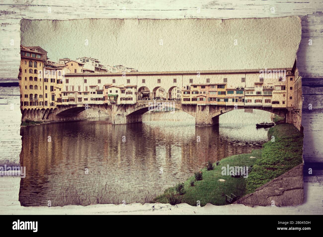 Vintage postcard of Bridge Ponte Vecchio in Florence, Italy / Old ...