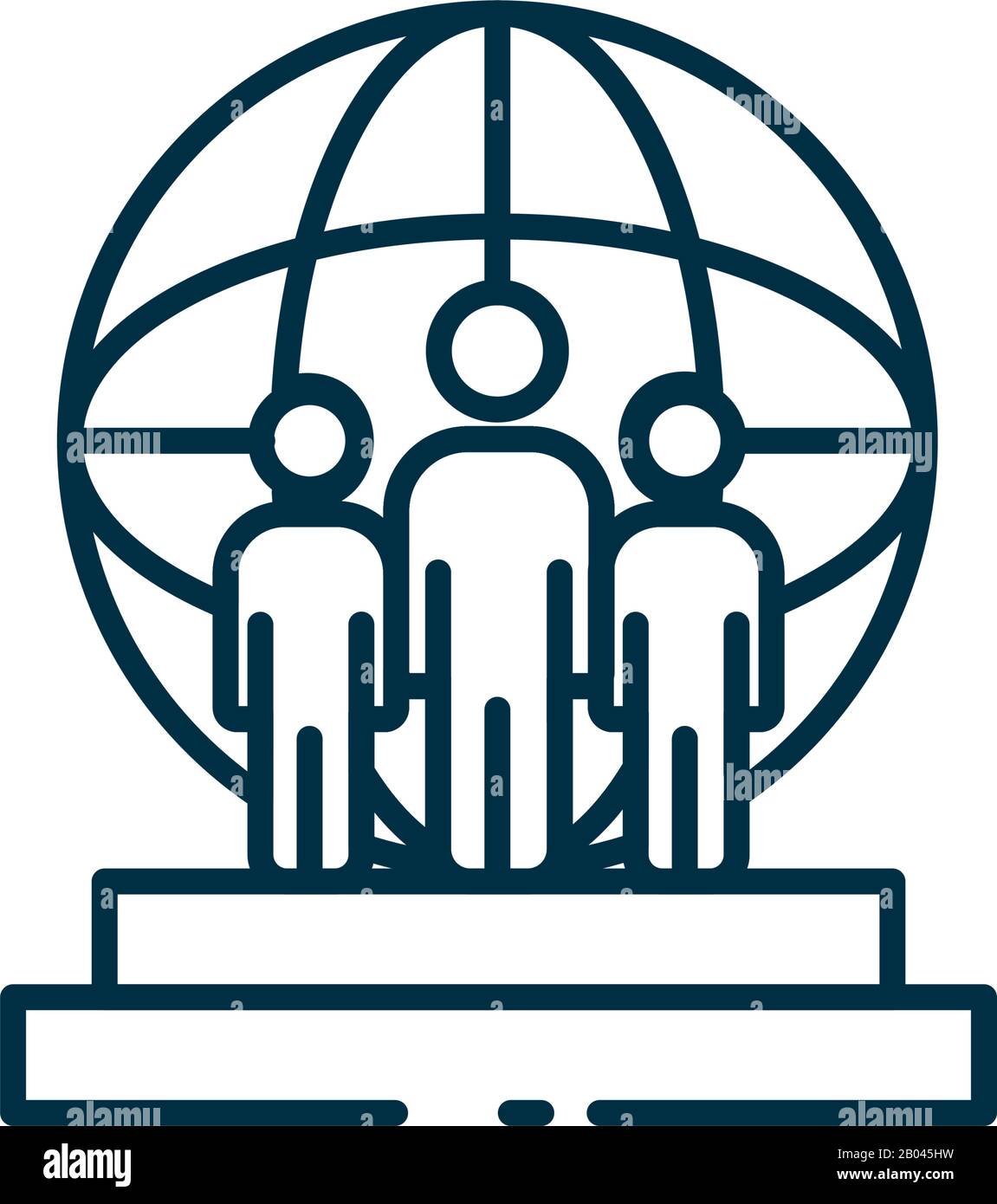 Global sphere and avatars line style icon design, Communication ...