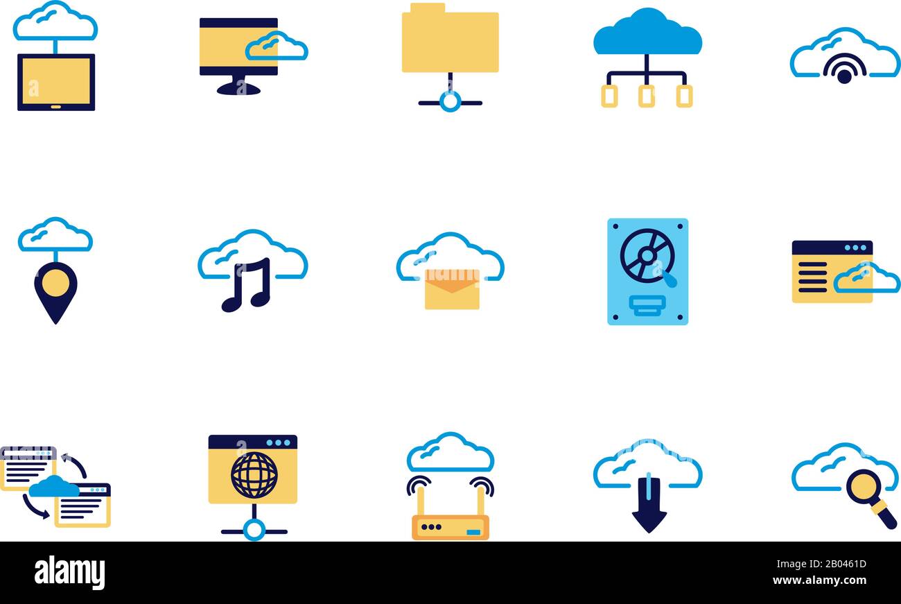 Bundle Of Cloud Computing Lineal Colors Style Icons Stock Vector Image And Art Alamy